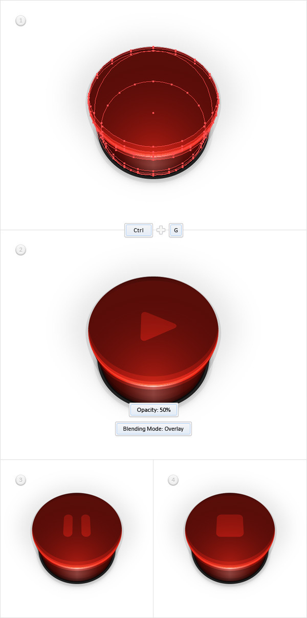 How To Create A Set Of 3D Player Buttons In Adobe Illustrator Vector Cove